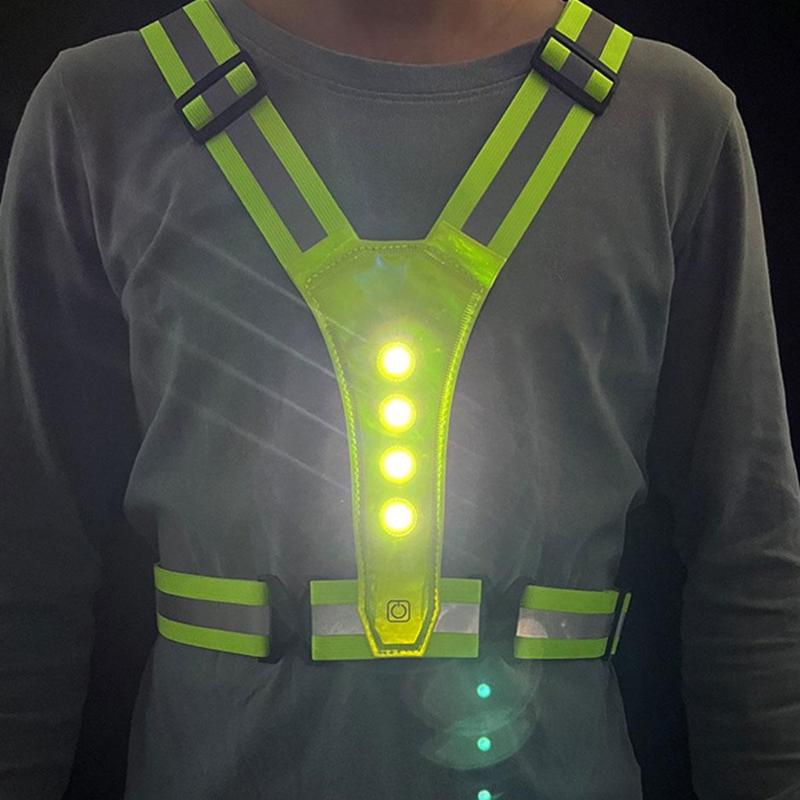 LED Reflective Vest Straps Elastic Belt 3 Modes Highlight Clothing ...
