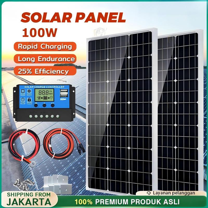 Panel Surya 100W - Pembangkit Listrik Tenaga Surya | Dengan Pengontrol ...