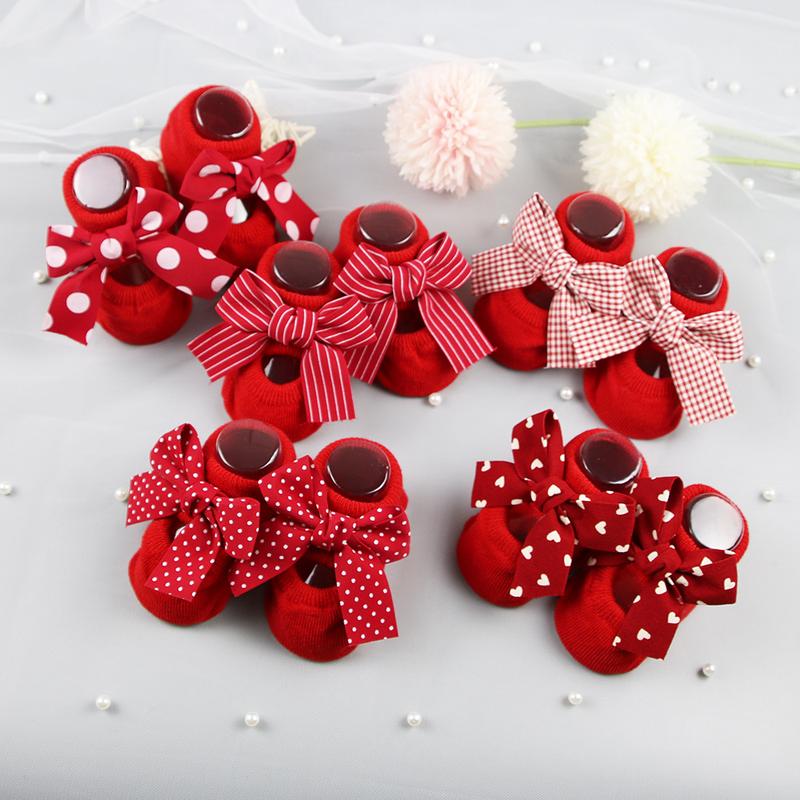 New Red Baby Socks Glued Floor Socks 0-1 Year Old Baby Socks - TikTok ...