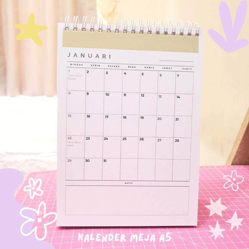 Kalender Meja 2025 A5 - Kalender Planner 2025 - 12 lembar + Cover ...