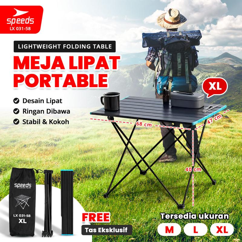 SPEEDS Meja Lipat Portabel Camping Outdoor Indoor Aluminium Folding ...