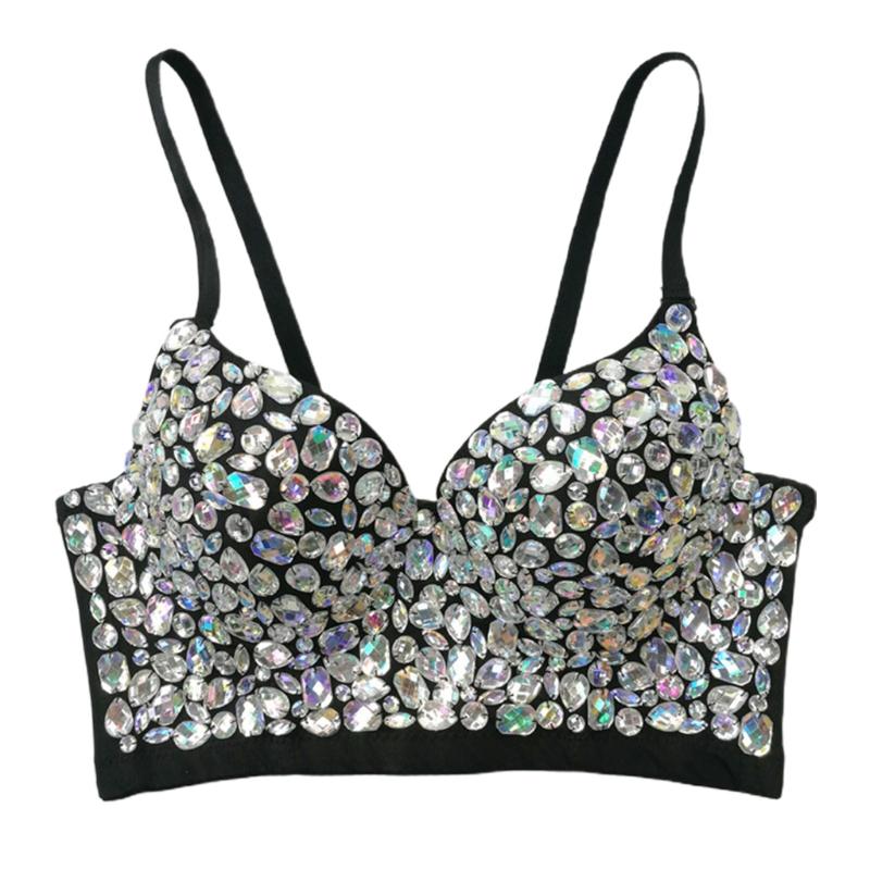 Women Sexy V-Neck for Rhinestone Bustier Bra Glitter Colored - TikTok ...