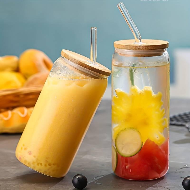 Soda Glass with Straw, Bamboo Lid and Box (16oz) | Borosilicate ...
