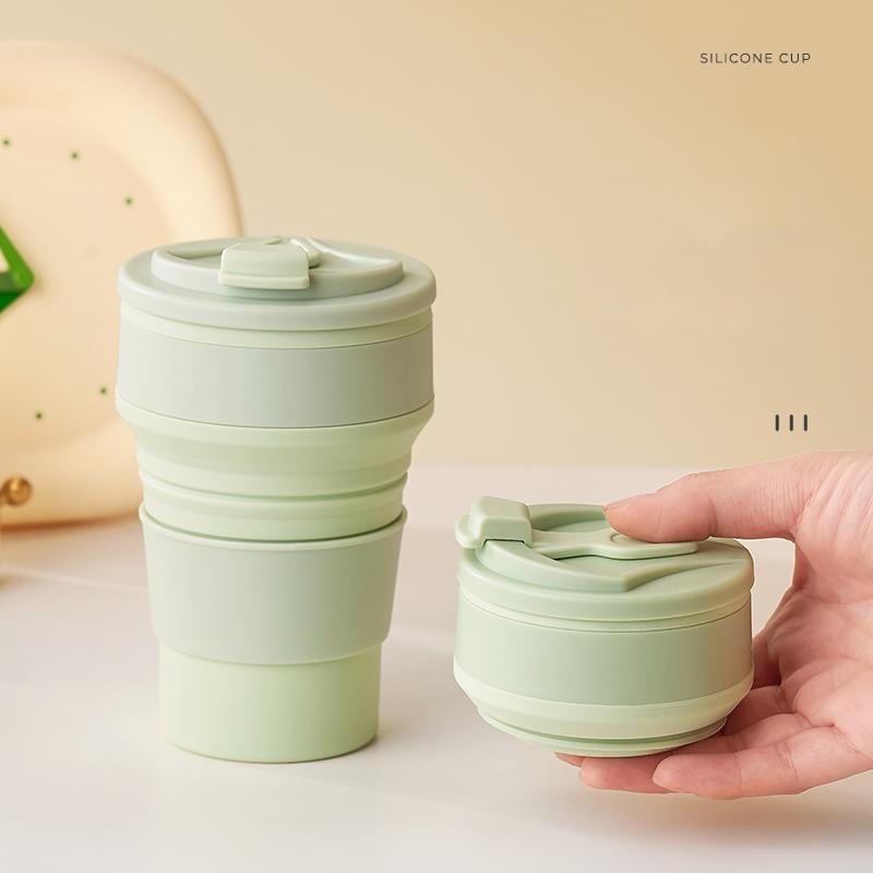 Reusable Silicone Collapsible Cups With Lid For Camping Portable ...