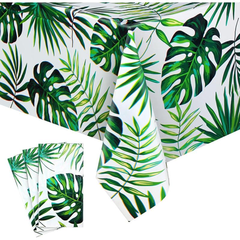 3 count Hawaiian Luau Party Tablecloth Tropical Palm Leaves Table ...