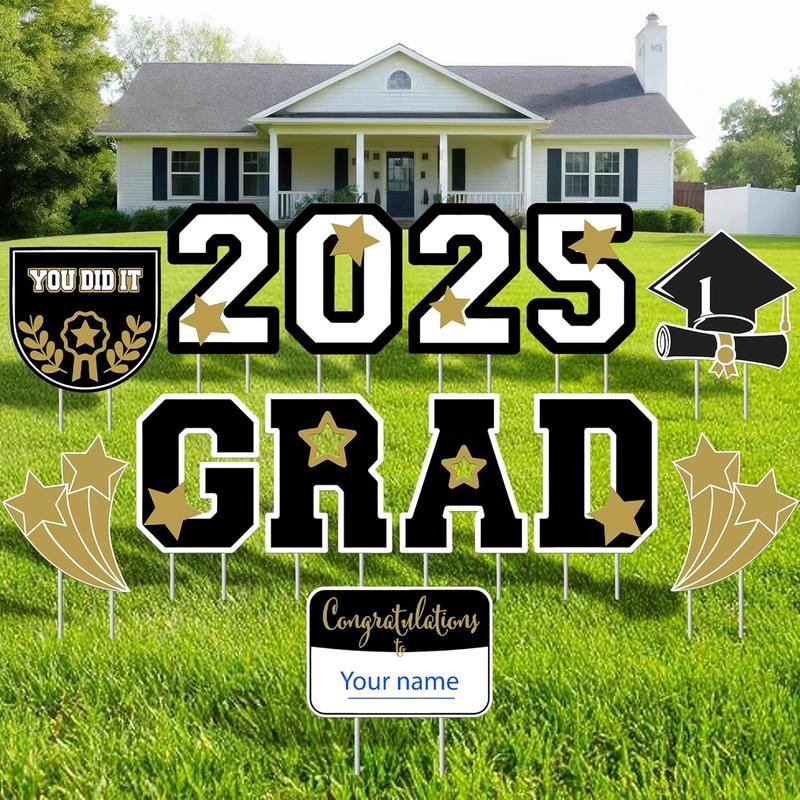 , large Graduation Yard Signs Class Of 2025 With Stakes 13 count | Yard ...
