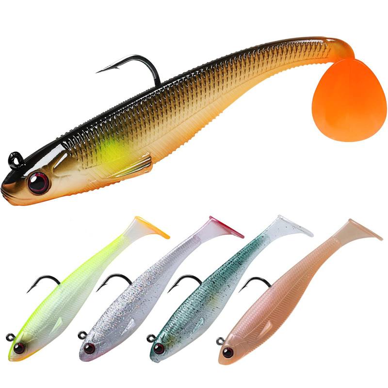 Summer Random Color Pre-rigged Jig Head Soft Fishing Lures, 5 Counts ...