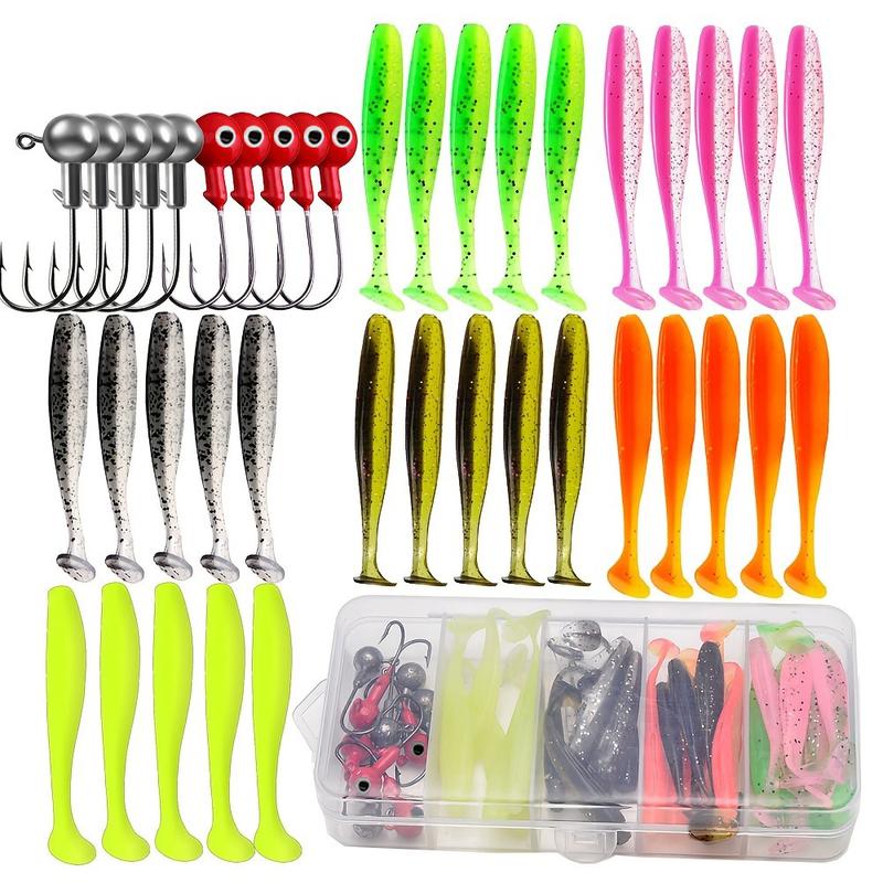 40pcs/Box Silicone Lure Rubber Worm Grubs T-Tail Pike Croche - TikTok ...