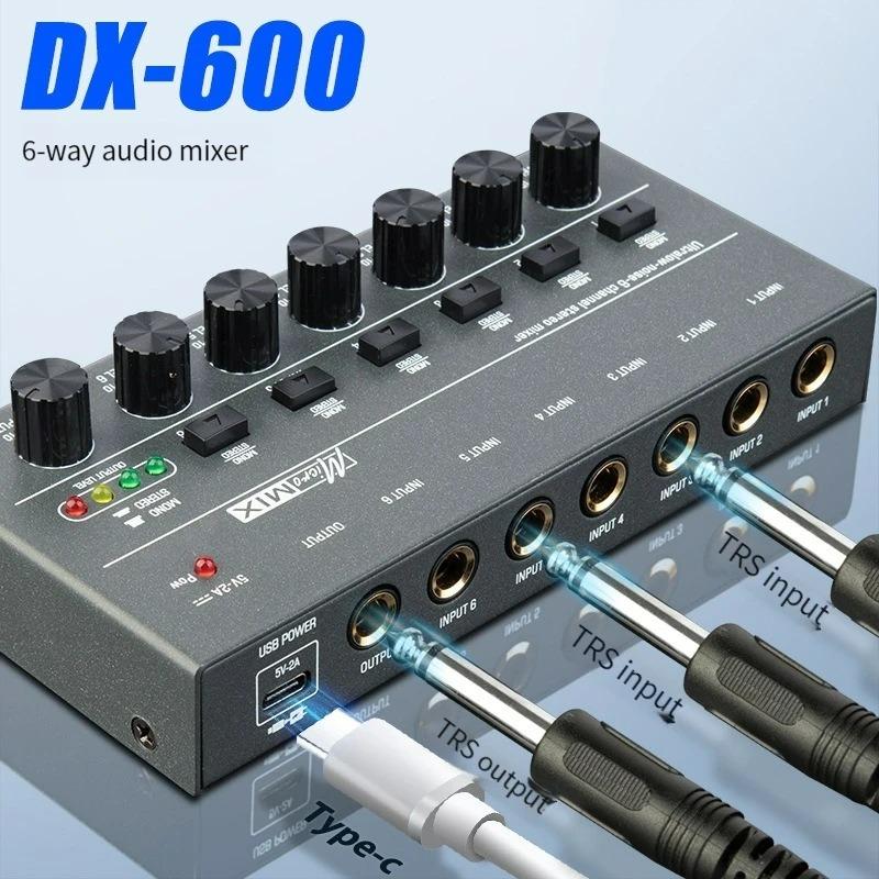 6-Channel Audio Mixer Upgraded Dx600 Ultra Low Noise Line Mixer ...