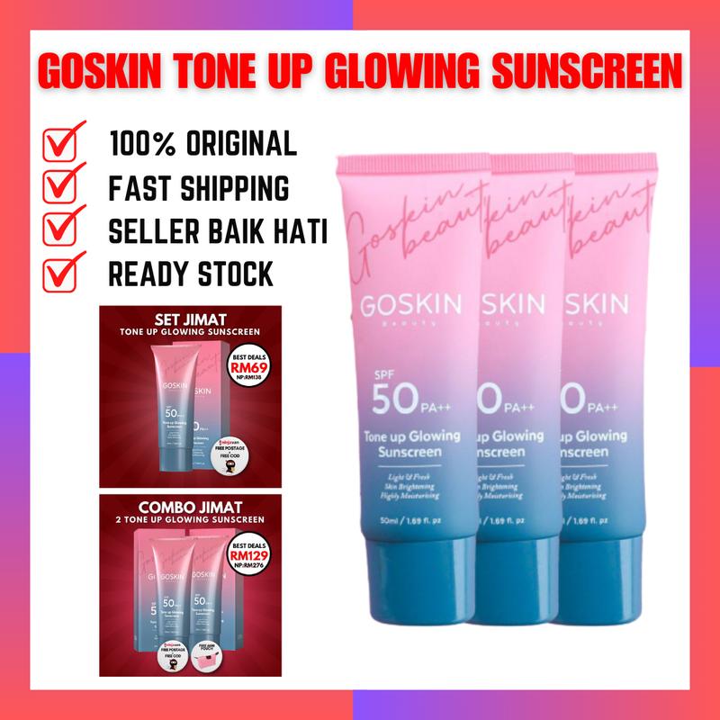 GOSKIN TONE UP GLOWING SUNSCREEN Original HQ SPF 50+ Facial Skincare ...