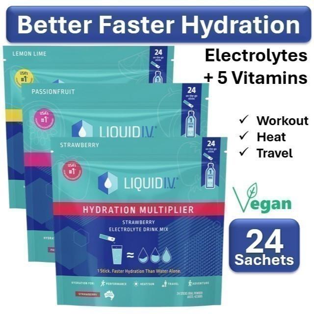 👍 Liquid IV Hydration Multiplier 3/10/24 Sachets Vegan Liquid Fast Better than Water Fasting ...