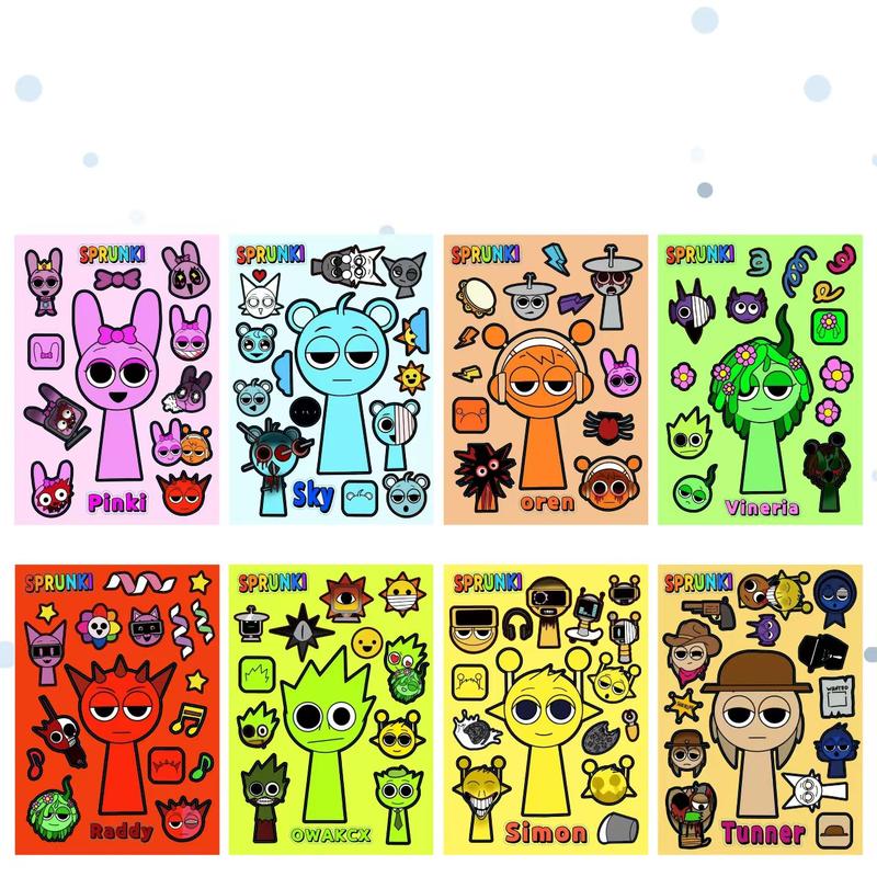 Sprunki Game Peripheral Sticker Book Oran Wenda Toy DIY Children's ...