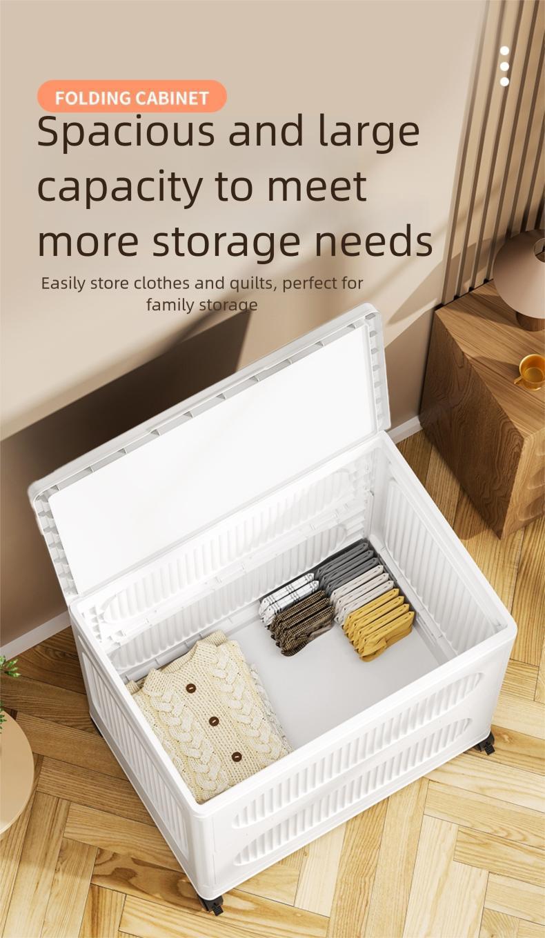 【DJ】60cm Plastic Storage Organizer Box With Lid & Wheels for Clothes ...