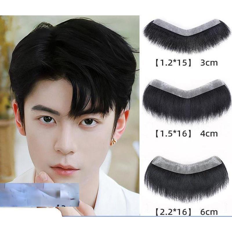 Men's Real Hair Stickers Hairline Forehead Hairline Wig Replacement ...