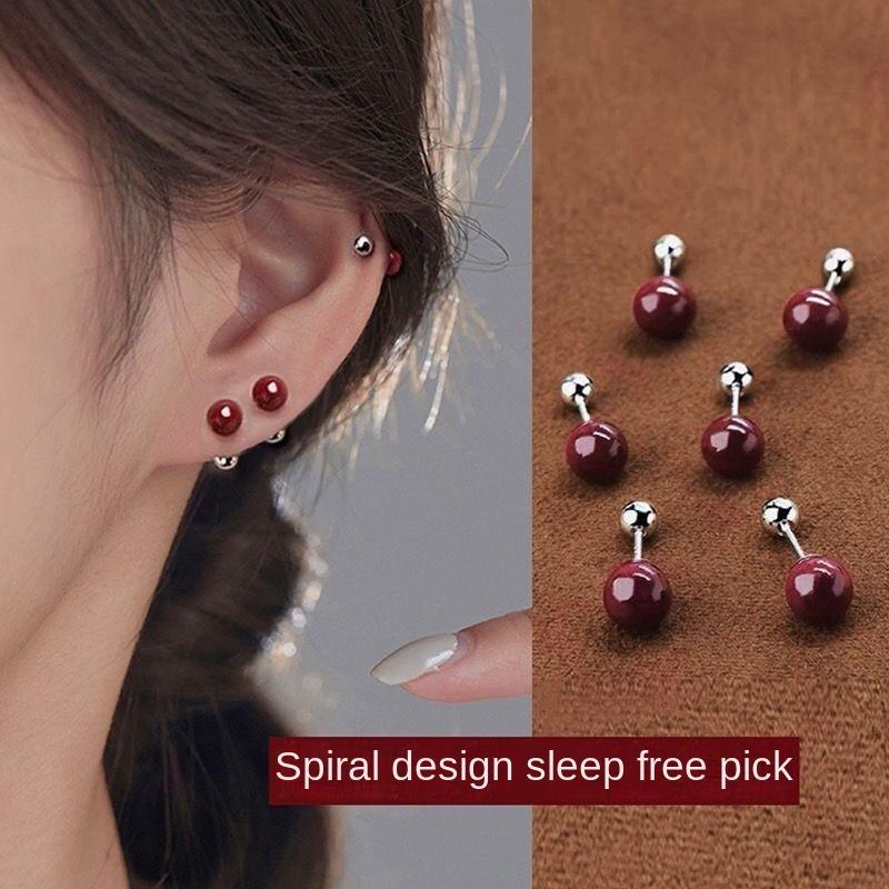 Anting-anting Cinnabar, Gesper Skru mewah, Perak S925, Untuk - TikTok ...