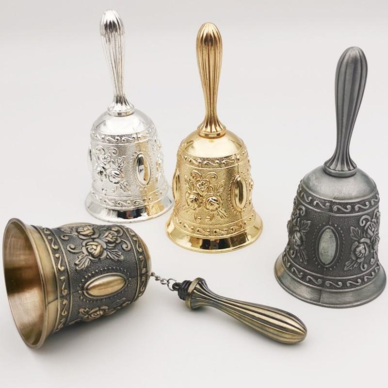 Fashionable Clear Sound Hand Bell Retro Bronze Metal Golden Dinner ...