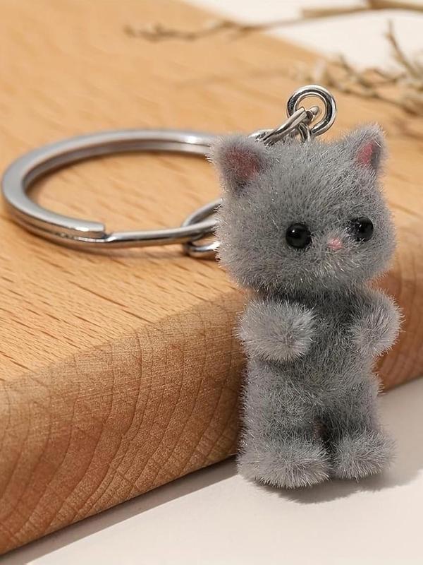Cute Cat Design Keychain, Fuzzy Keychain for Car Keys for Women ...