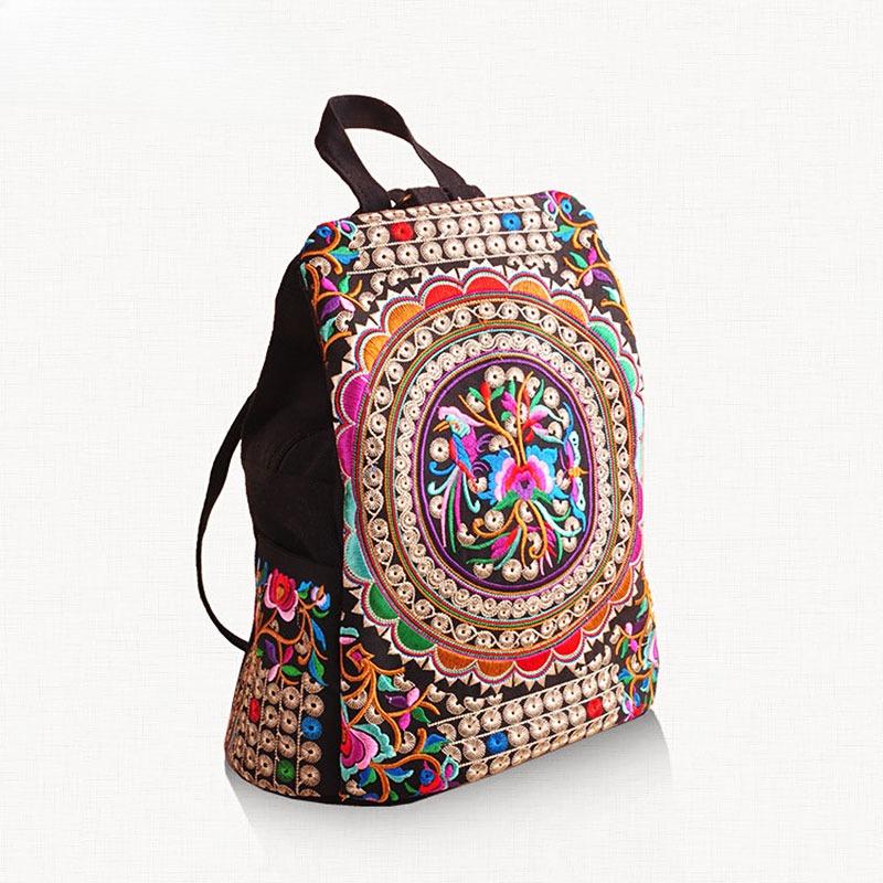 Retro Art Embroidered Women's Canvas Backpack Handmade Flowe - TikTok ...