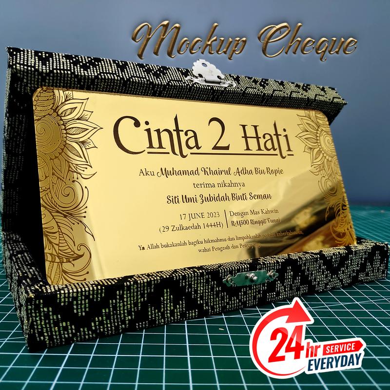 CEK HANTARAN KAHWIN / MOCKUP CHEQUE Gold Stationery - TikTok Shop Malaysia