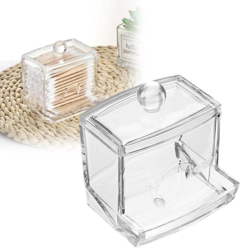 Acrylic Transparent Cotton Swab Organizer Box With Cover Wit - TikTok ...