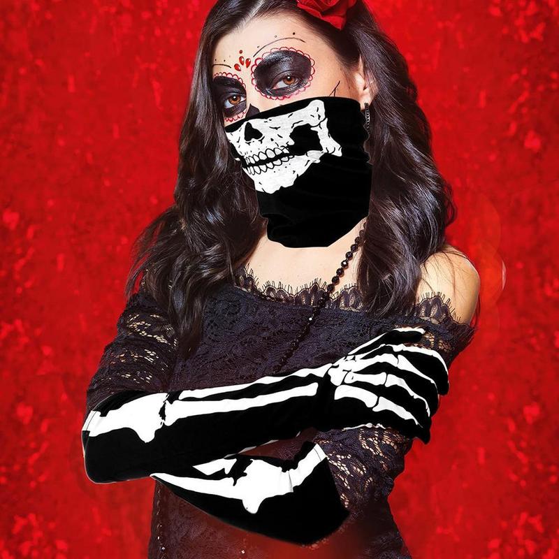Skull Turban Gloves Halloween Skeleton Gloves And Skull Face - TikTok ...