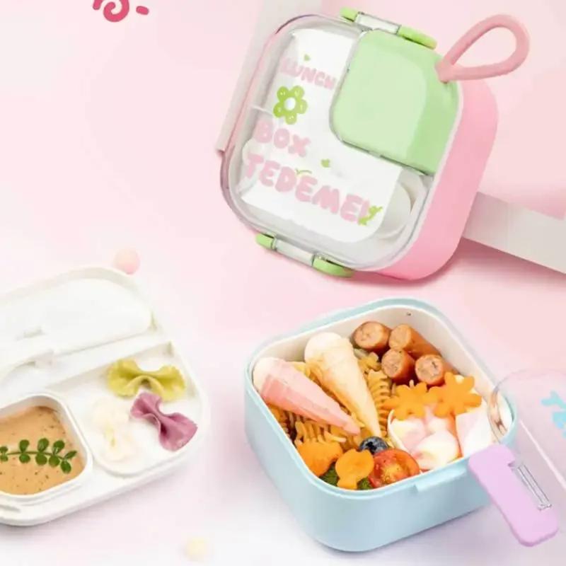 Cute portable lunch box can be microwave heated with salad cubes ...