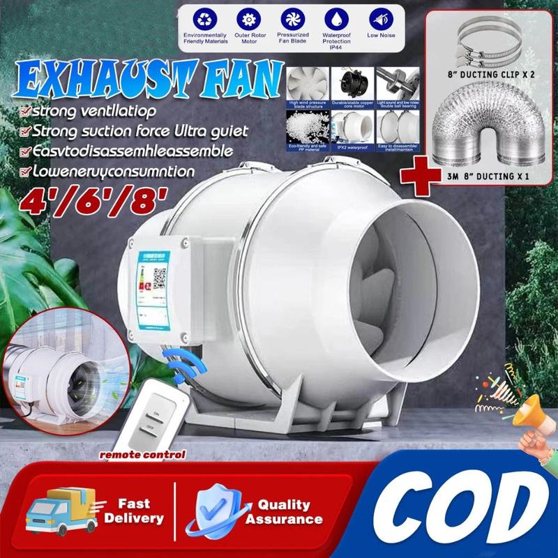 4" 6" 8" 220V Blower Dapur Penghisap Asap Dapur Blower Hisap Untuk ...