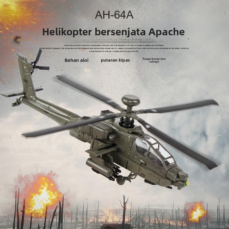 Hiasan Model Helikopter Aloi Bersenjata Apache, Simulasi, Julat ...