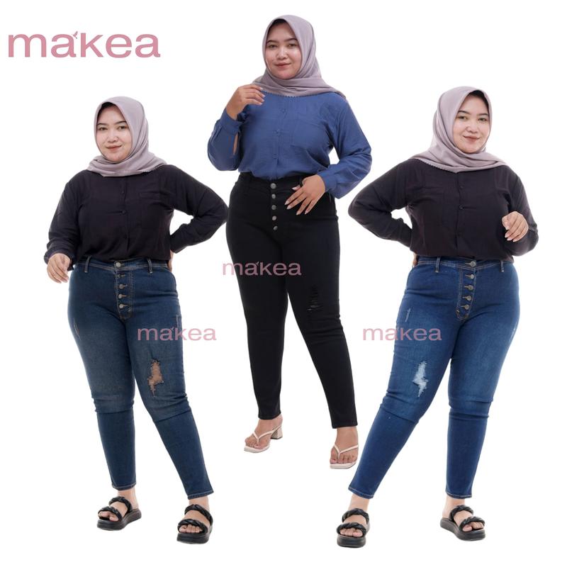 Celana Jeans Highwaist Hayza Button Celana HW Jumbo Celana Jeans - Shop | Tokopedia