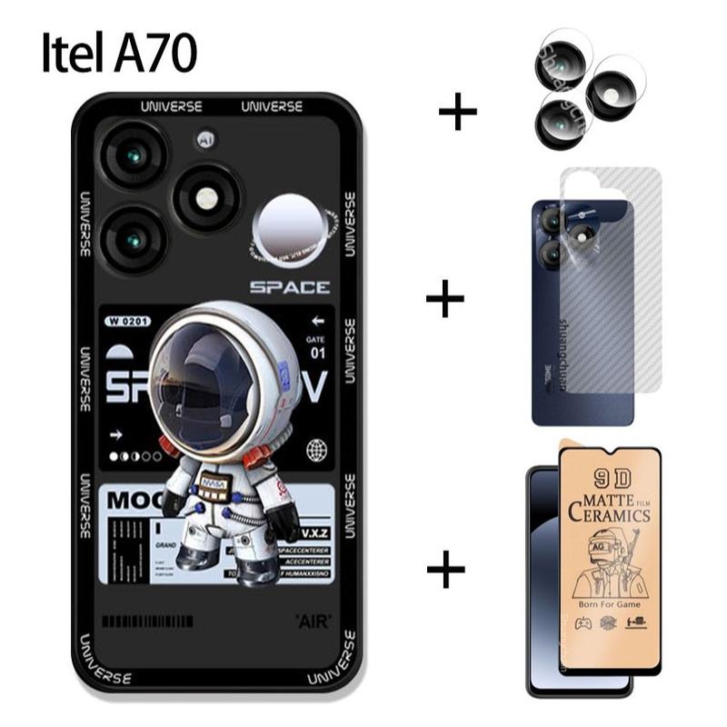 4in1 for Itel A70 Phone Case Ceramic protective film+lens film+back ...