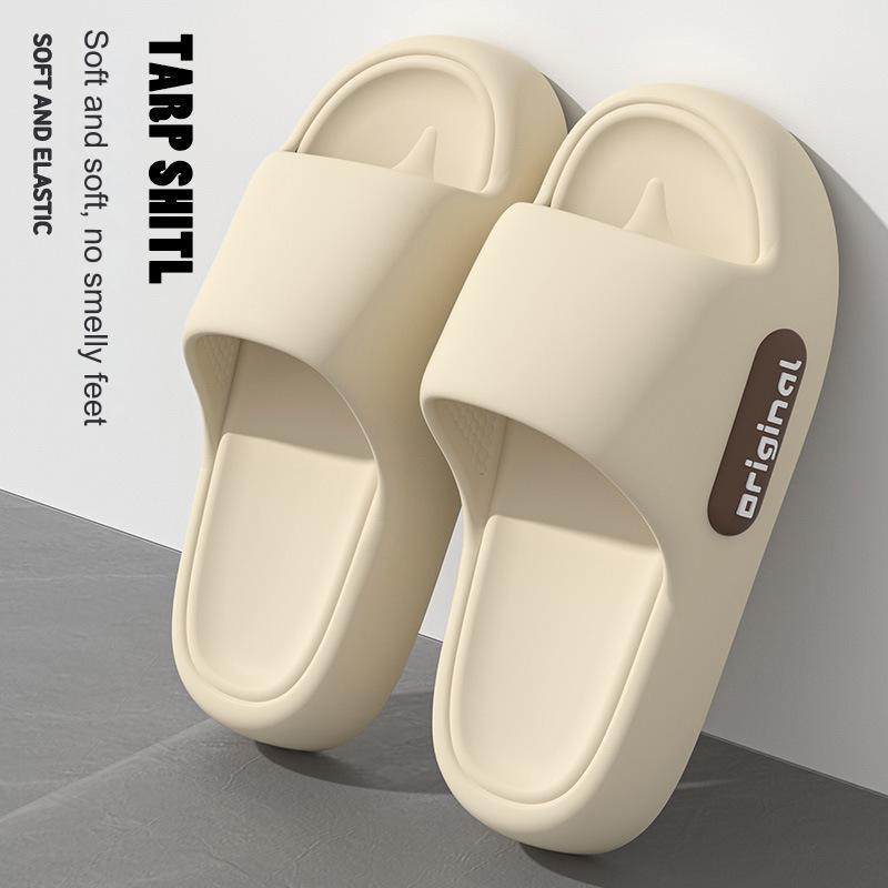 Women Letter Slippers Beach Slides Solid Color Thick Sole Indoor ...