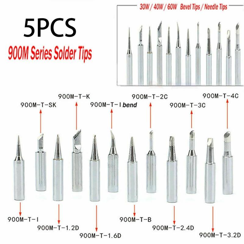5pcs 900M-T Copper Soldering iron tips-free welding solder tools ...