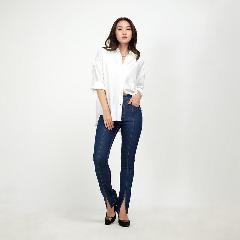 MISS 80 Split Medium Blue Celana Jeans Wanita Slimfit Denim - Shop ...