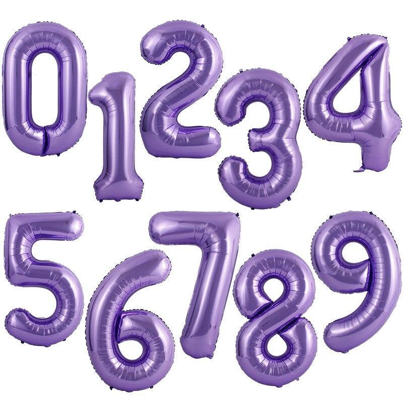 40inch Large Purple Number Foil Balloon Free Combination Birthday ...