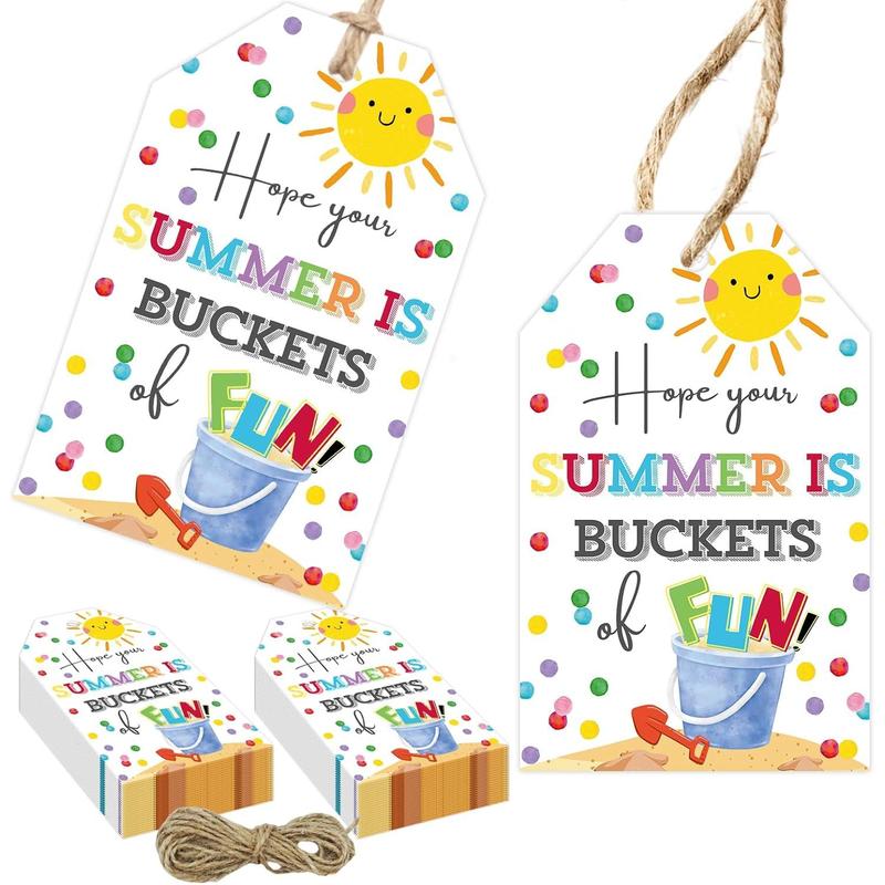 50 count Buckets Summer Tags with String Summer Party Favors End of The ...