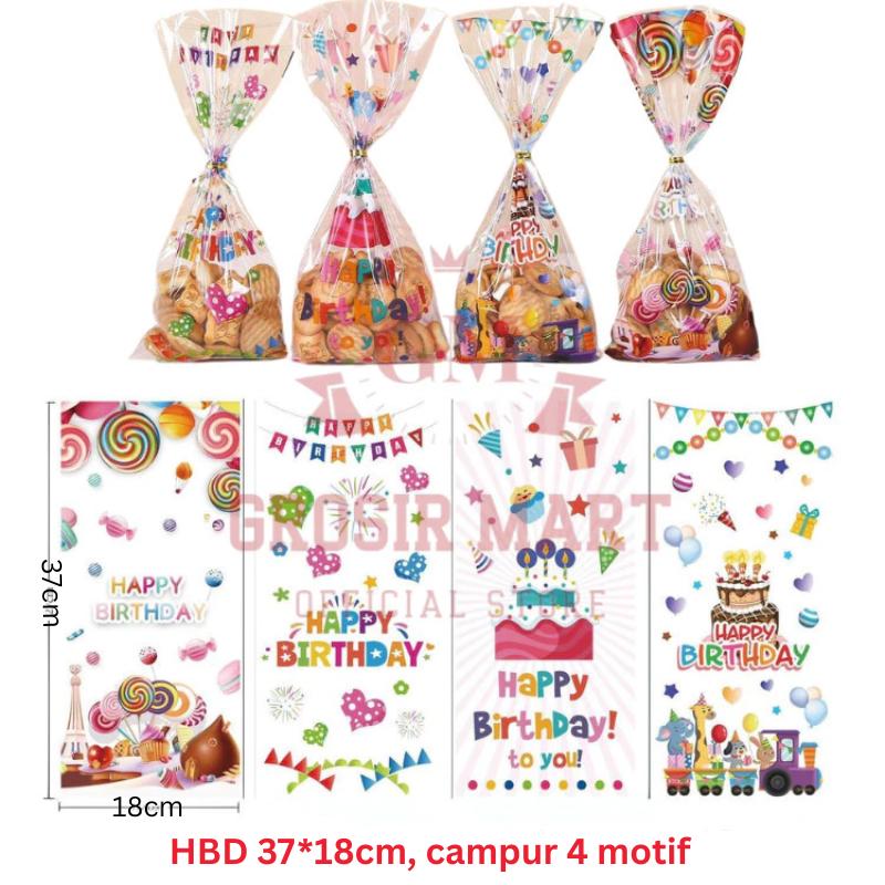 GM Isi 50 lembar Plastik Hadiah Happy Birthday 37x18cm Kado Hadiah ...