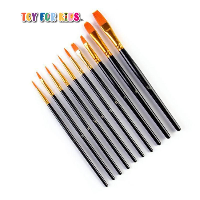 TFK Set 10 Berus Lukisan Rambut Nylon | Untuk Cat Air, Akrilik, Gouache ...