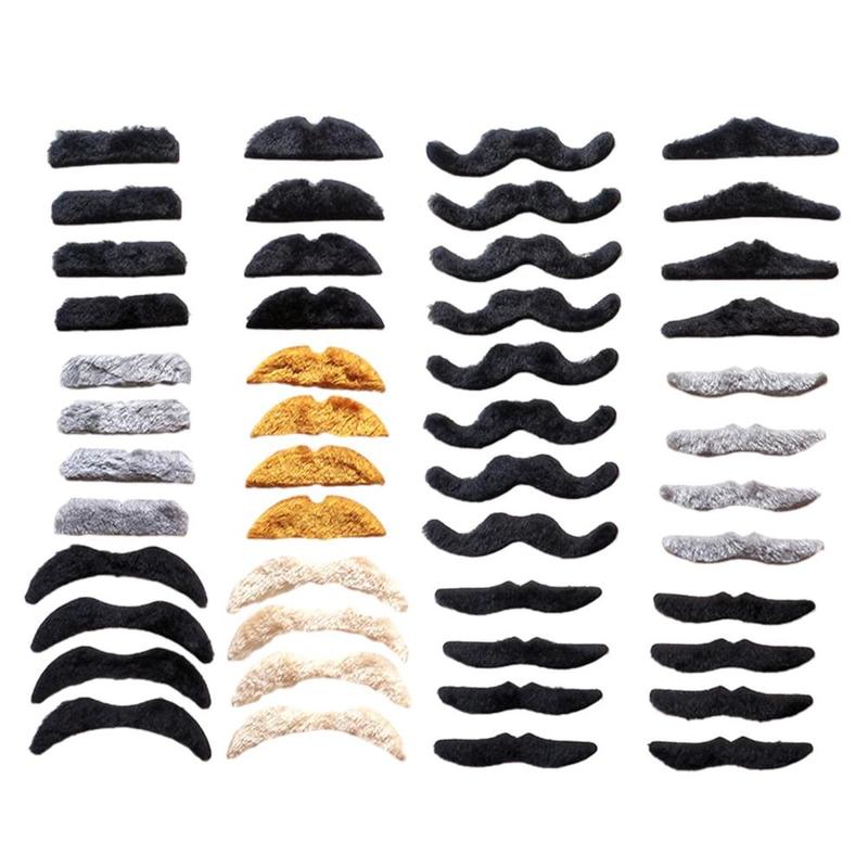48Pcs Fake Mustaches, Fake Facial Hair Party Supplies Halloween ...
