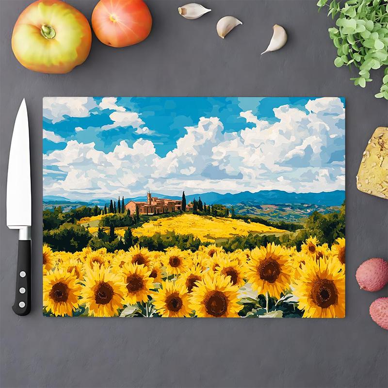 Sunflower Field & Tuscan Landscape Pattern Kitchen Chopping Board ...