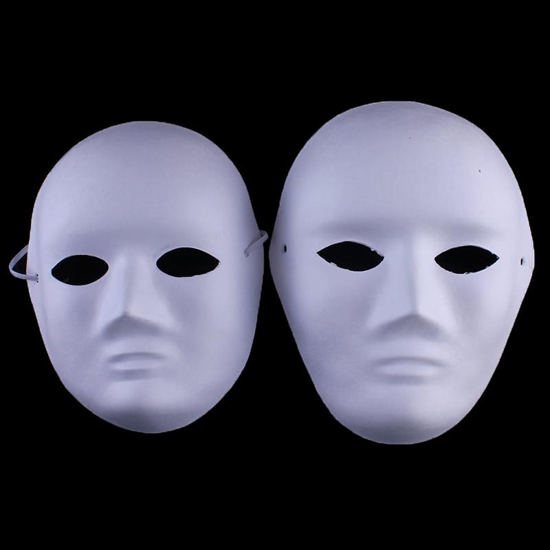 Full Face Masks Paper Blank White Halloween Cosplay Cat Diy Paintable ...