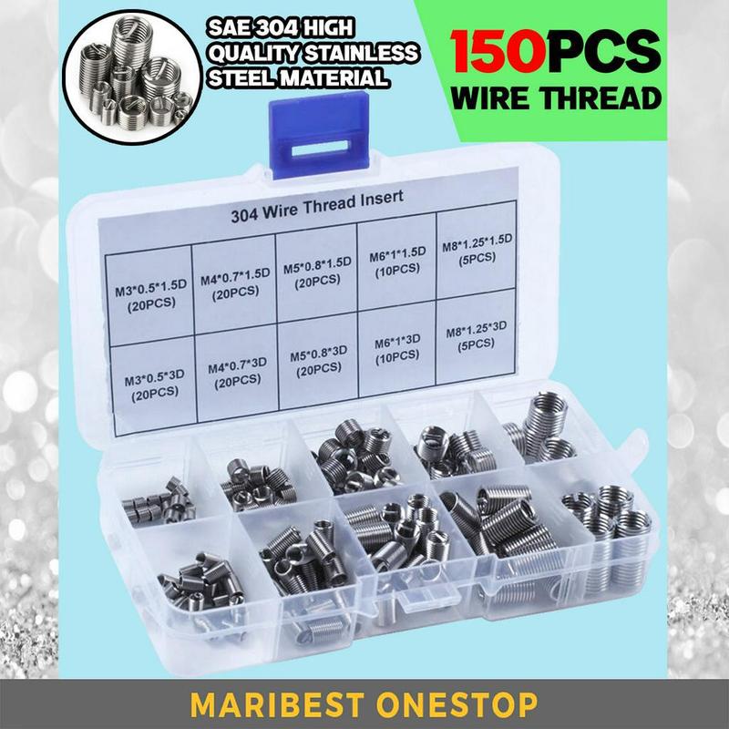 150Pcs Set Sisipan Benang Wayar Saiz M3 M4 M5 M6 M8 304 Keluli - TikTok ...