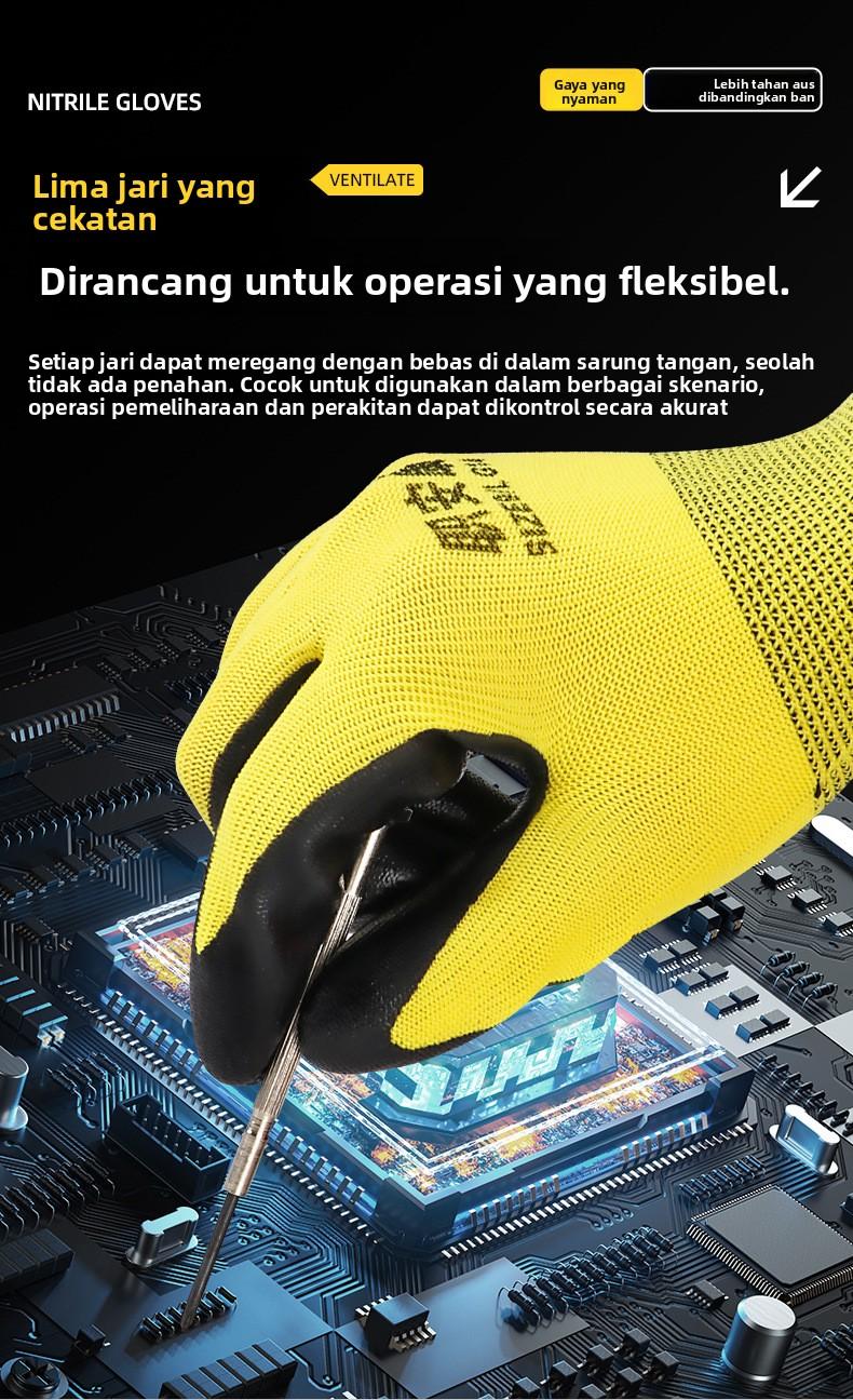 Sarung Tangan Kerja Tahan Aus Universal Lapisan Nitril Tahan Minyak ...