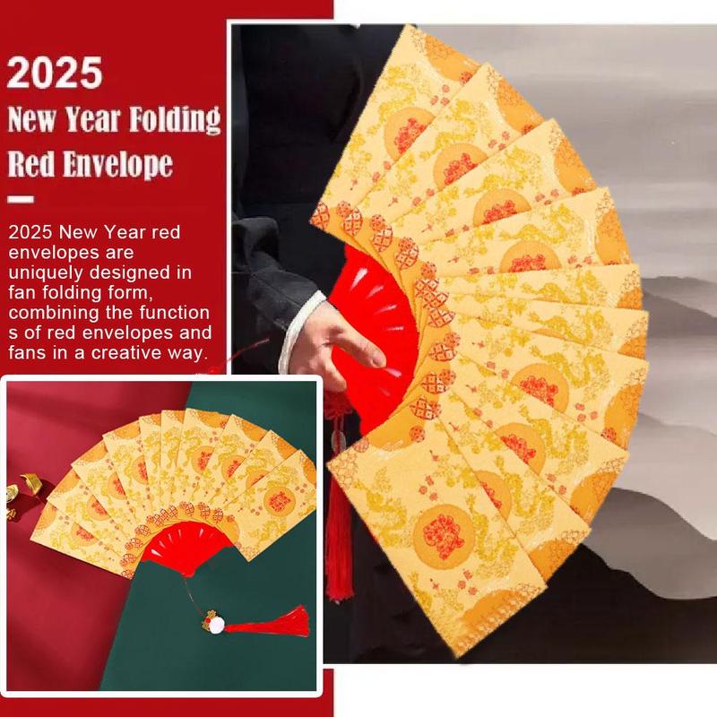 2025 New Year's Fan Shape Red Envelopes Spring Festival Folding ...