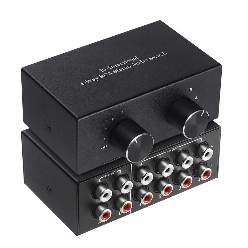 4 Way Bi-Directional RCA Stereo Switch 2 In 4 Out or 4 In 2 Out ...