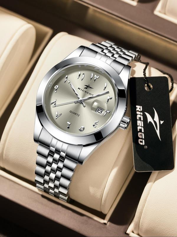 Men's Business Fashion Round Dial Quartz Watch, with Box, Trendy ...