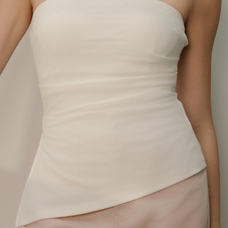 SABINO SLANTED TUBE PADDED TOP (WHITE) - TikTok Shop Singapore