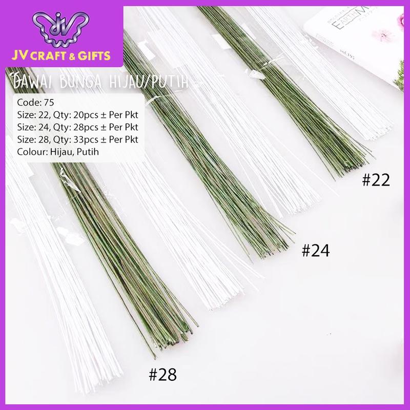 Kawat Dawai Bunga Putih Hijau Floral Wire / code 75 Diy - TikTok Shop ...