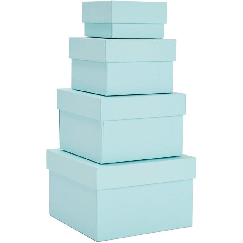 Set of 4 Sizes Square Nesting Boxes with Lids for Presents, - TikTok Shop