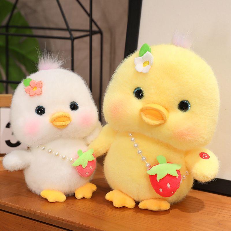 Mainan Mewah Itik Strawberi, Rekaan Comel, Anak Patung Itik Kuning ...