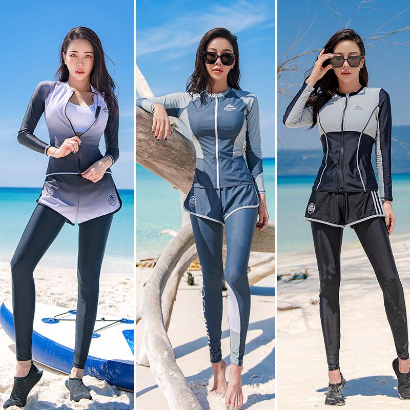 New Diving Suit Women's Long-Sleeved Swimsuit Split Trousers - TikTok ...